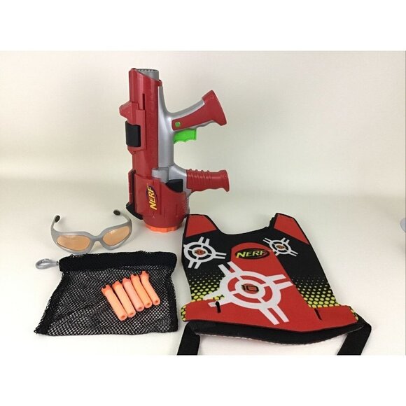 Nerf | Toys | Nerf Dart Tag Hyperfire Blaster Gun Red Vest Glasses Soft ...